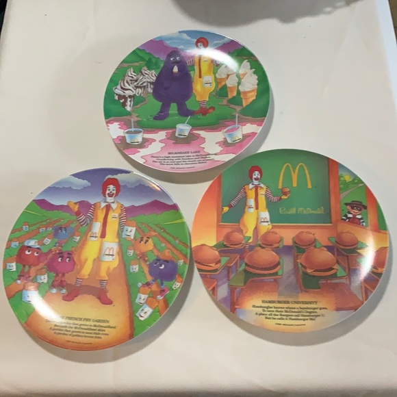 Other | 1989 Vintage Mcdonalds Plates Melamine Plastic Kids Plates Set ...